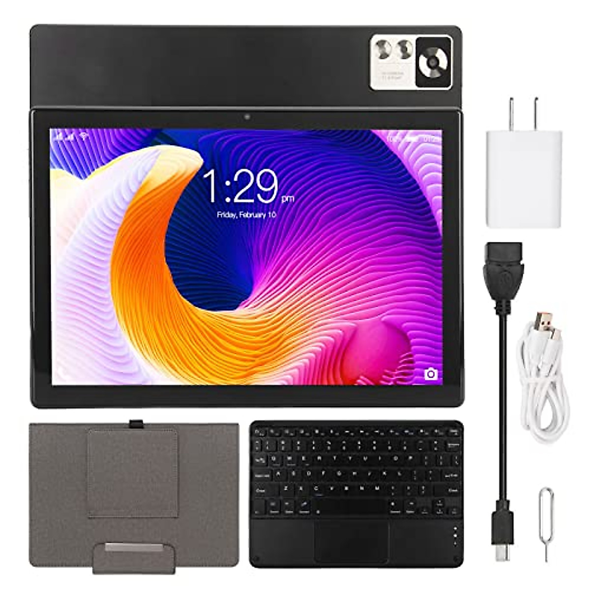 Honio HD Tablet, 10.1 Inch FHD Aluminum Alloy Office Tablet 5G WiFi 4G LTE Dual Camera Octa Core CPU with Travel Case Keyboard (US Plug)