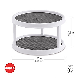 Copco Non-Skid 2 Tier Turntable, 12-Inch, White/Gray