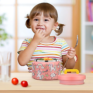 PIQUEBAR 8oz Kids Thermos for Hot Food,Small Lunch Thermos Food Container Stainless Steel,Easy Open Wide Mouth Thermo for Hot Cold Food for Preschool Travel (Pink Unicorns)