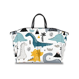 Cute Dinosaur Diaper Bag Tote with Stroller Straps, Funny Animal Large Capacity Baby Stroller Organizer Bag, Multi-Function Nappy Bag Travel Handbag