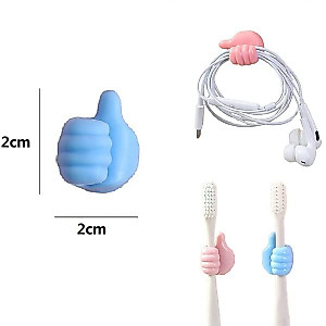 Tacanlite 16 Pcs Self-Adhesive Silicone Thumb Wall Hooks, Multi-Function Self-Adhesiveclip Key Hook Wall Hangers for Storage Data Cables/Earphones/ Plugs/Masks (A-16PCS)
