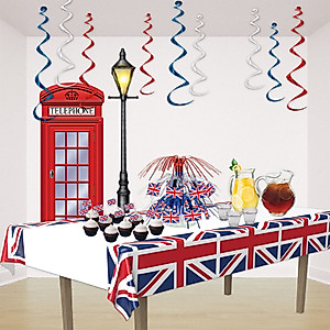 Beistle 54747 2Piece Union Jack Tablecovers, 54" x 108", Red/White/Blue