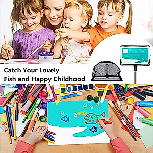 Grepol-V Fish Net for Fish Tank, 5 Inch Fine Mesh Aqurium Net with 9-24 Inch Stainless Steel Long Handle, Extendable Fishing Tank Net for Fish Shrimp Tank, Pond, Creek