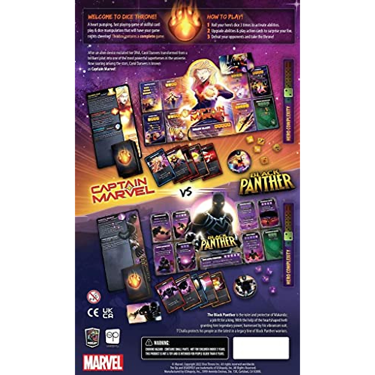 USAOPOLY Marvel Dice Throne | 2 Hero Box Featuring Captain Marvel, Black Panther | Standalone Competitive Dice Game | Officially-Licensed Marvel Game | Compatible with The Dice Throne Ecosystem