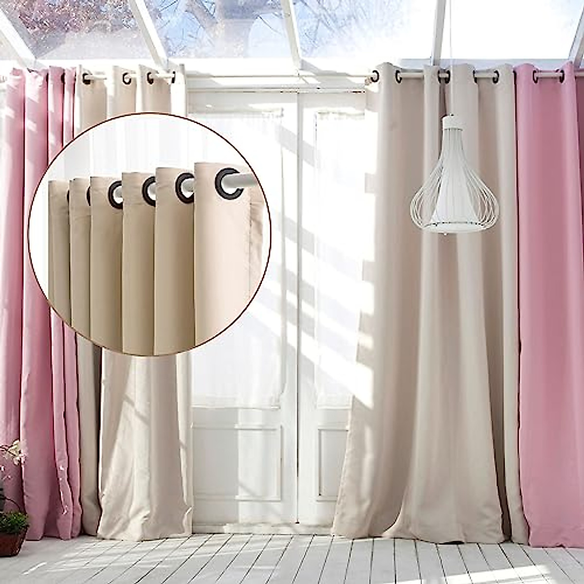 WCIC 48 PCS Curtain Grommets 40mm Roman Ring Inner Diameter (1-9/16") Nanoscale Low Noise Shower Curtain Rings for Curtain Rod Plastic Curtain Grommet Kit Black