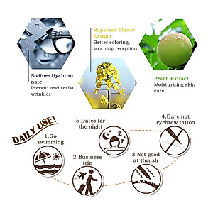 LOKFAR 2 Pcs Natural Eye-Brow Gel Long-Lasting Waterproof Peel Off Tattoo Brow Makeup, For All Types of Eyebrows (Brown)