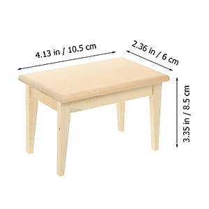 Dollhouse Miniature Dining Table Chair Wooden Furniture Set Miniature Figurines for Kids Decor Ornament Dark Red