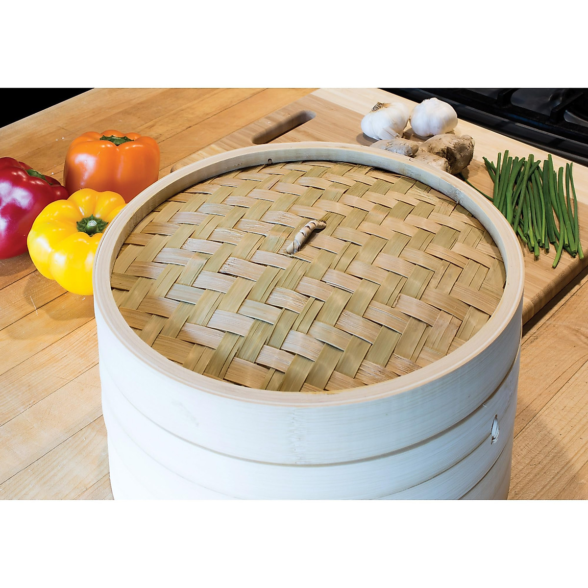 Helen’s Asian Kitchen Bamboo Food Steamer with Lid, 10-Inch