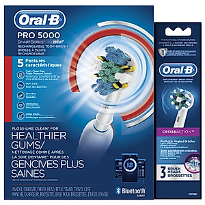 Oral-B Pro 5000 Electric Toothbrush Bundle with Cross Action Replacement Brush Head
