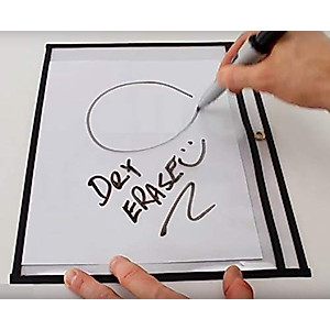 1IntheOffice Reusable Dry Erase Pockets, 9 x 12, Black (2 Pack)