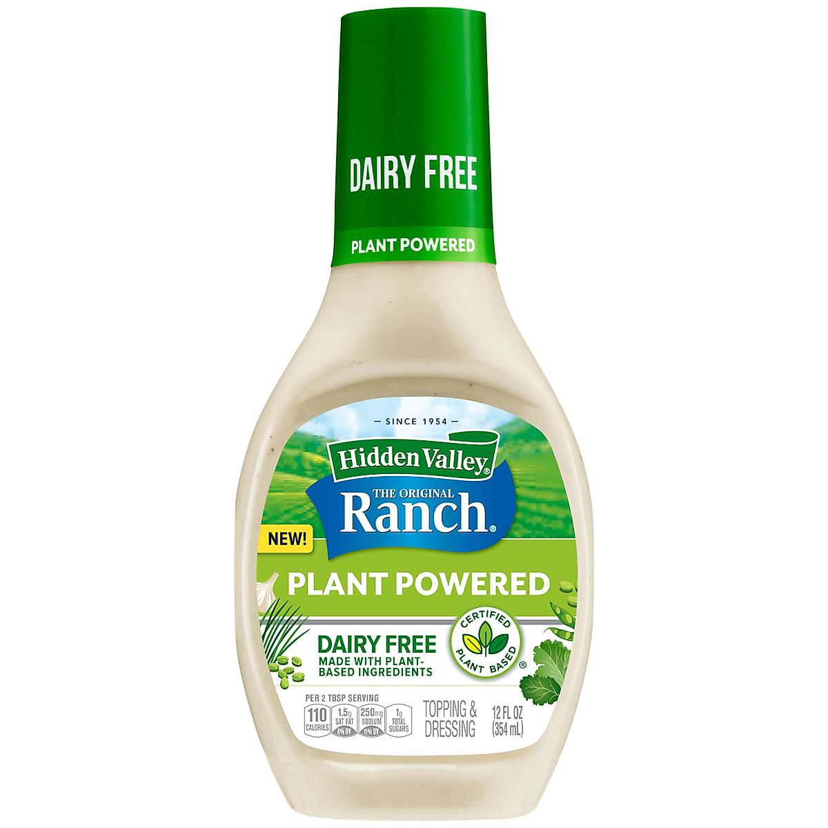 Hidden Valley The Original Ranch Plant Powered Dairy Free Ranch Salad Dressing and Topping, 12 Fluid Ounces (Package May Vary)