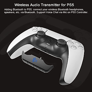 arVin PS5 Controller Bluetooth Adapter for PS5 Accessories, BT 5.1 Wireless Audio Transmitter for PS5 AirPods Sony Bose Earbuds Speakers, Low Latency, One Key Mute, Volume Adjustment, Plug & Play