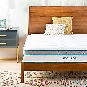 Linenspa 10” Memory Foam and Innerspring Hybrid Mattress + 14” Black Metal Platform Bed – Twin XL Mattress + Metal Folding Twin XL Bedframe