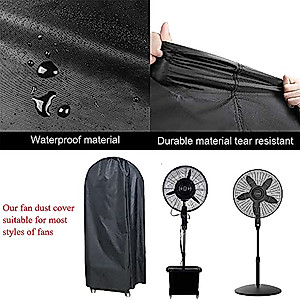 UCARE Pedestal Industrial Spray Cooling Fan Cover Waterproof 600D Heavy Duty Oxford Outdoor Portable Electric Shaking Head Standing Fan Dust Covers (L:65x29.5x13.7in)