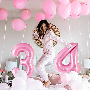 Pink Number 4 Balloon 40 Inch, Big Large Foil Helium Number Balloons, Jumbo Giant Mylar Number 4 Balloons for 4 Year Old Birthday Party Decorations Supplies Anniversary Celebration