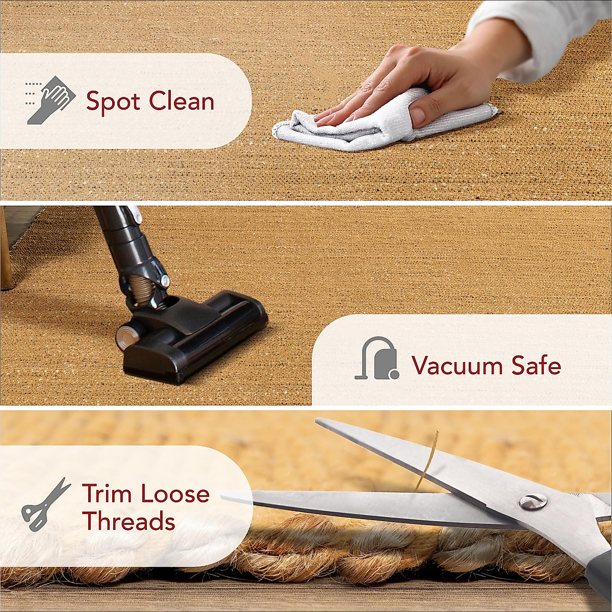 nuLOOM 9x12 Elfriede Jute & Cotton Hand Woven Area Rug, Natural, Solid Rustic Farmhouse Style, Weaved Design, Natural Fiber, For Bedroom, Living Room, Dining Room, Hallway, Office, Entryway