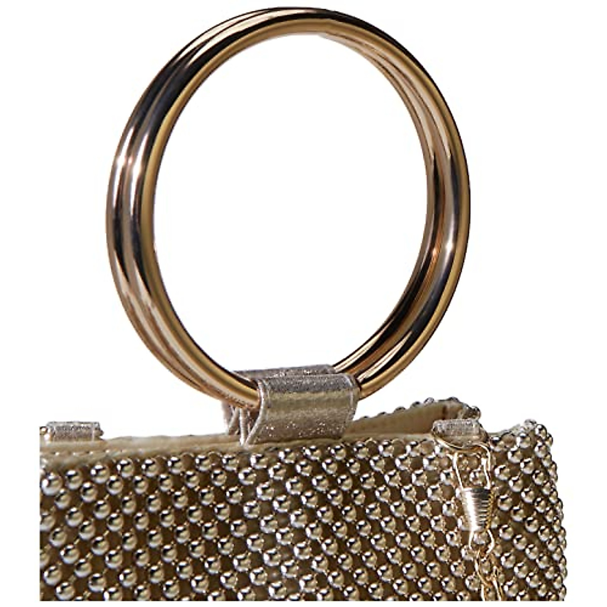Jessica McClintock womens Jessica Mcclintock Gwen Ball Mesh Ring Wristlet Pouch Clutch Evening Bag, Gold, One Size US