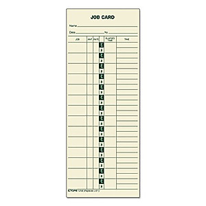 Tops 1258 Time Card for Cincinnati Lathem Simplex Job Card 1-Sided 3-1/2 x 9 500/Box
