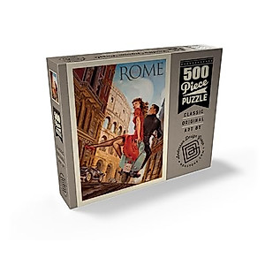 MyPuzzle Italy: Rome by Vespa, Vintage Poster - Premium 500 Piece Jigsaw Puzzle for Adults