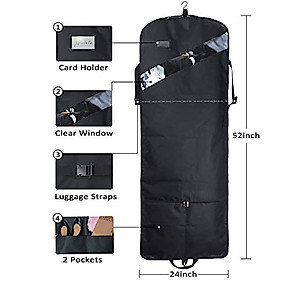 52'' Extra Long Dress Garment Bag, Premium & Breathable Tear-resistant Hanging Suit Cover for Travel and Storage