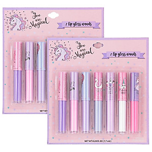 Expressions 14pc Lip Gloss for Girls - Glossy Lip Gloss Tubes | Non Toxic Lip Gloss Set - Unicorn Princess Birthday Party Favors Kids Makeup