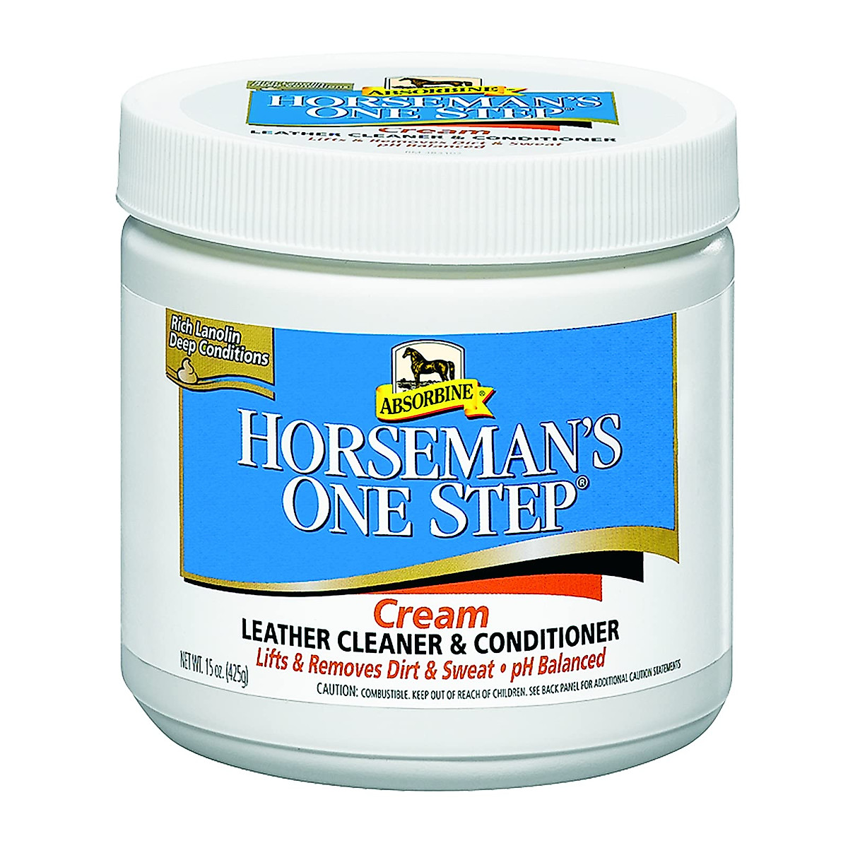 Absorbine Horseman’s One Step Leather Cleaner & Conditioner Cream, Vinyl/Leather Treatment to Clean, Protect, Restore & Prevent Dryness, 15oz