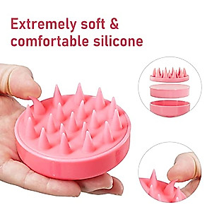 BEILAEEA Shampoo Brush Scalp Care Hair Brush & Body Brush, with Soft Silicone Scalp Massager , Scrubber for Shower, Used for Wet & Dry Use Women Men Child Dandruff Removal and Hair Growth (Pink)