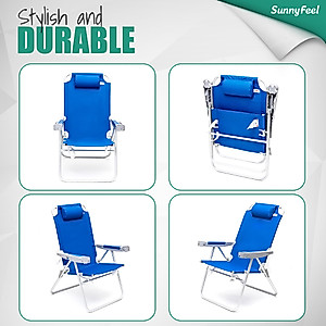SUNNYFEEL Oversized Tall Folding Beach Chair Lightweight, 17" Portable Sand Chair for Adults Heavy Duty 500 LBS with Cup Holders, Foldable High Camping Lawn Chairs for Camp/Outdoor/Picnic/Sports