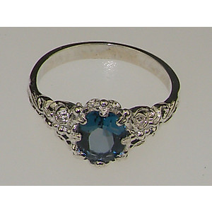 LetsBuyGold 925 Sterling Silver Natural Blue Topaz Womens Anniversary Ring - Size 4.25