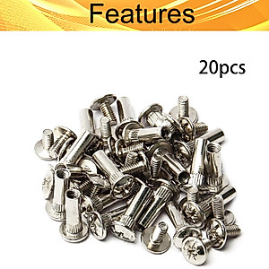 Juvielich 20 Sets Screw Post Fit for 3/16"(5mm) Hole Dia,Binding Screws Female M5x16mm Belt Buckle Binding Bolts Nut Leather Fastener for Scrapbook Photo Albums Binding DIY Enthusiasts