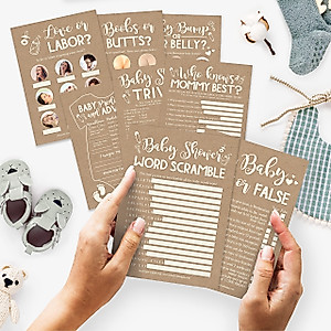 75 Rustic Who Knows Mommy Best, Baby Prediction and Advice Cards etc, 25 True Or False, Word Scramble For Baby Shower Ideas - 8 Double Sided Cards Baby Shower Games Funny, Baby Shower Party Supplies
