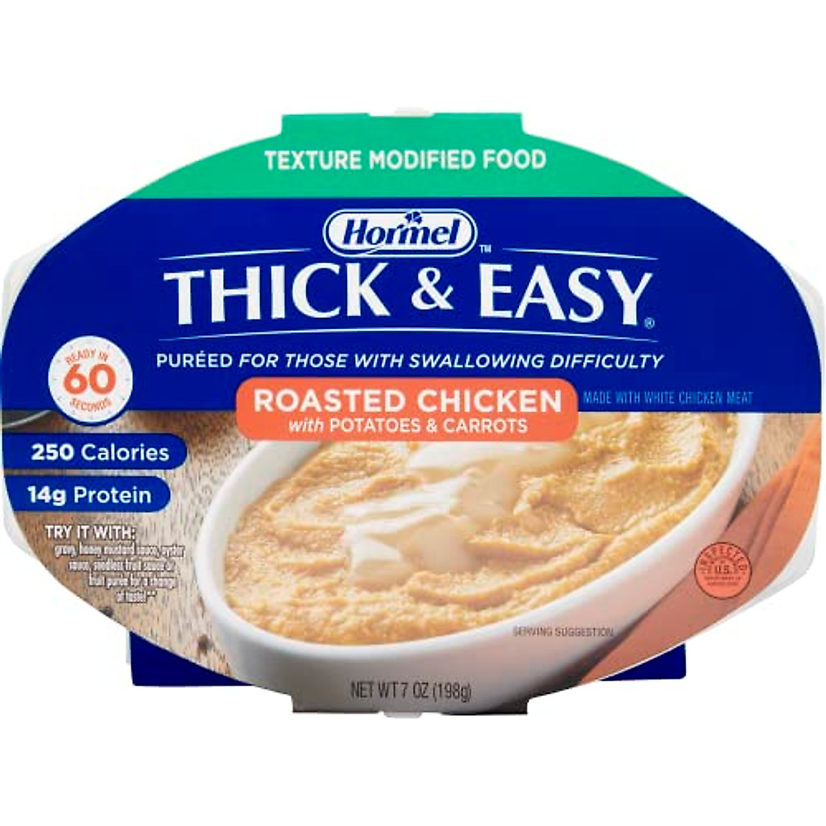 Thick & Easy Purees Puree 7 oz. Tray Roasted Chicken with Potatoes/Carrots Ready to Use Puree, 60748 - Case of 7