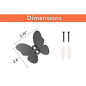 Z metnal Decorative Coat Hooks, Small Modern Black Brass Hanger, Butterfly Bath Towel Hook, Hat Hooks Robe Hooks for Entry Bedroom, Stainless Steel, Wall Mounted, 2 pcs