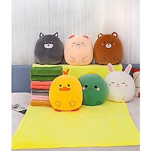 Plush Stuffed Animal Pillow Toy with Blanket Hugging Cute Anime Throw Pillow with Coral Fleece Blanket (EXCELENT Quality) (Dinosaur)