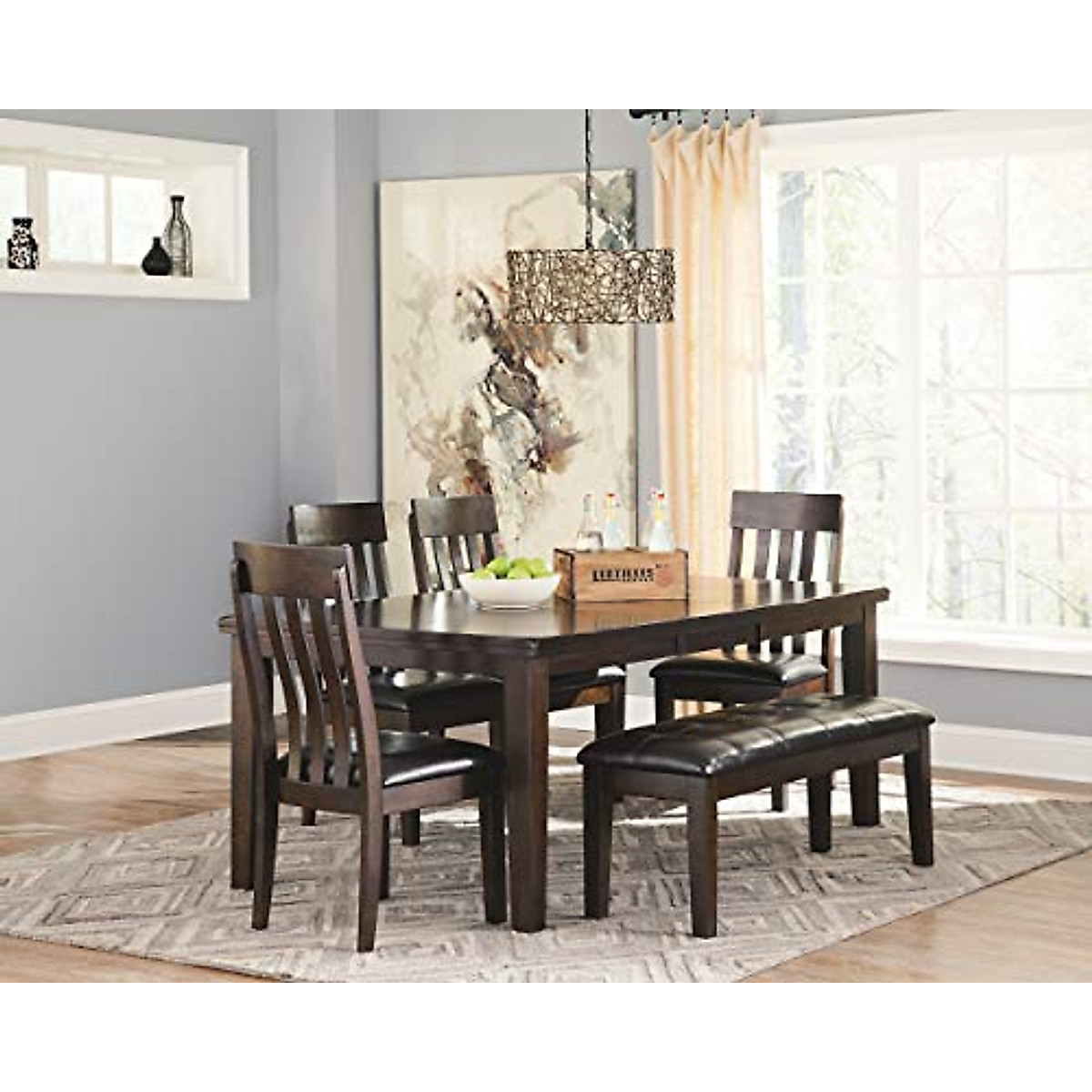 Signature Design by Ashley Haddigan Traditional Rectangular Dining Extension Table, Seats up to 8, Dark Brown