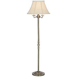Regency Hill Montebello Traditional Shabby Chic Floor Lamp Standing Pole 59" Tall Antique Brass Gold Metal Off White Bell Shade Candelabra Decor for Living Room Reading House Bedroom Home