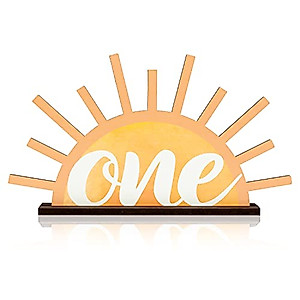 ArowlWesh Boho Sun One Wooden Table Centerpieces Spring Summer Sun Themed 1st Birthday Party Sign First Trip Around The Sun One Year Old Birthday Wood Table Decor Milestone Baby Shower Decor