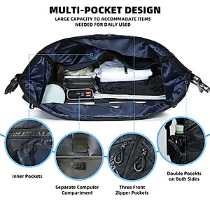 HIMZ WARRIOR Casual Laptop Backpack Lightweight Water Resistant Roll Top Bag 17 inch Computer Back Pack Travel Hiking (Black)…