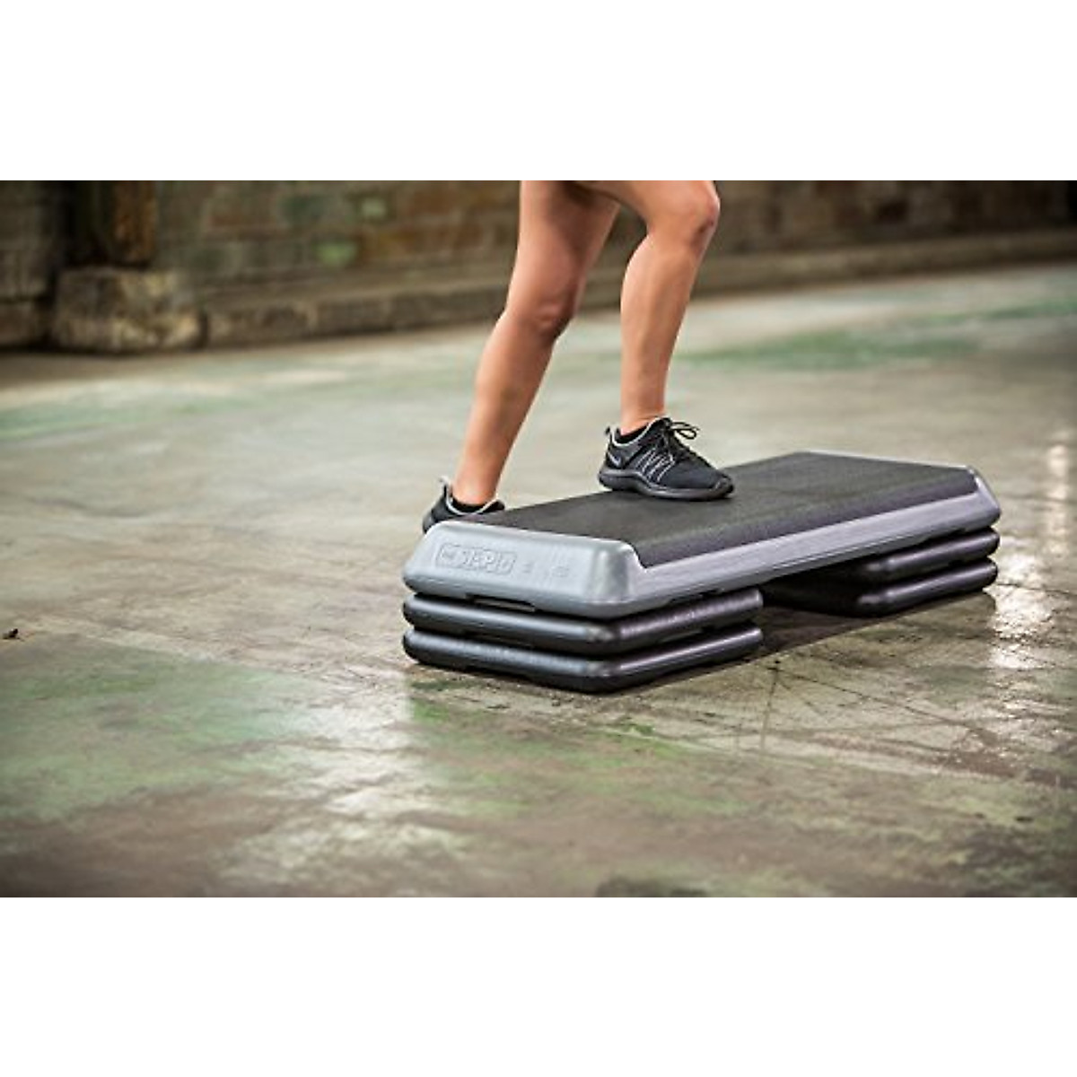 The Step (Made in USA Original Aerobic Platform for Total Body Fitness – Health Club 4 Risers Grey
