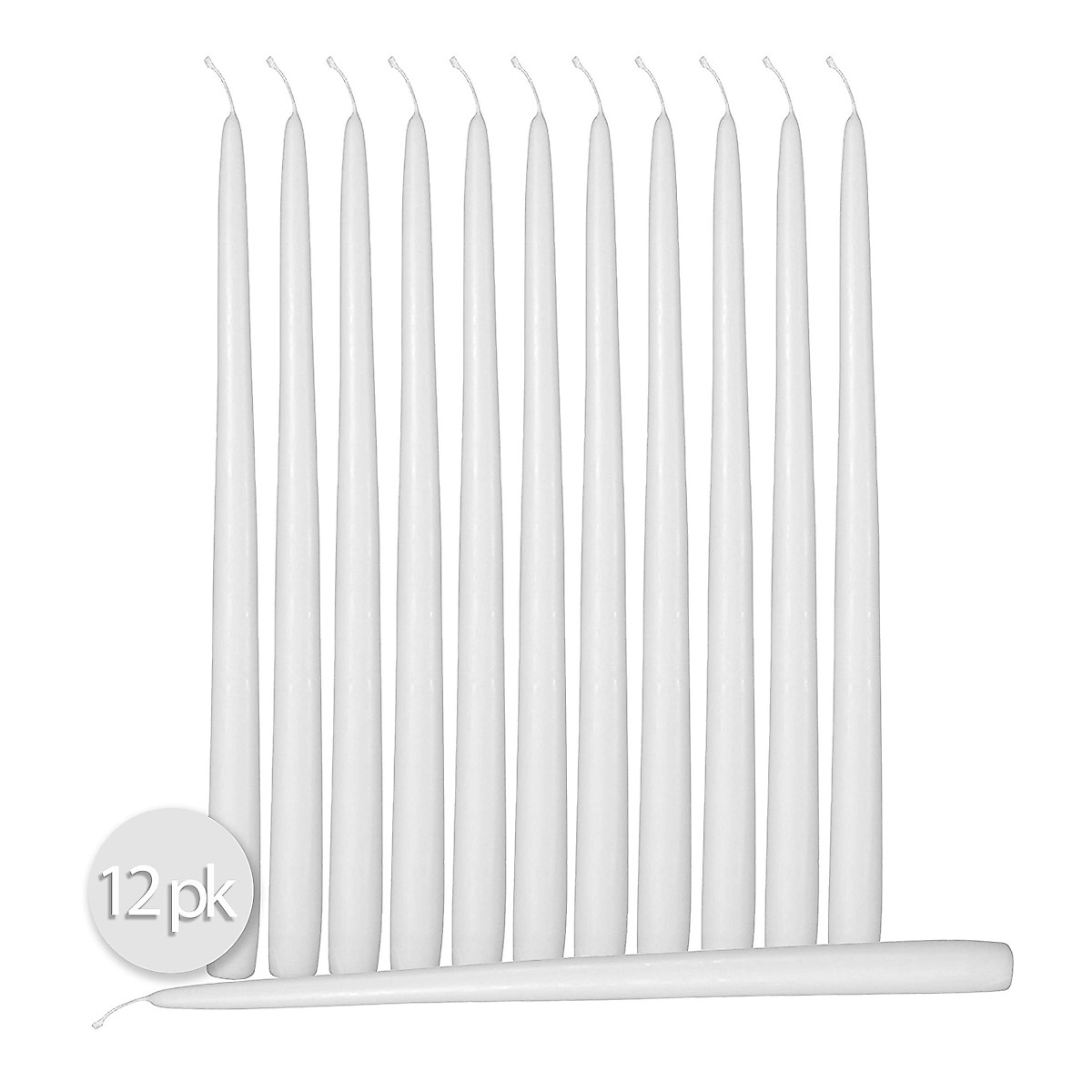 Hyoola 12 Pack Tall Taper Candles - 10 Inch White Dripless, Unscented Dinner Candle - Paraffin Wax with Cotton Wicks - 8 Hour Burn Time