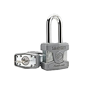 Kwikset 026SMTSTD SHKL PDL Stanley SmartKey Padlock Standard Shackle, 50mm, Satin Chrome