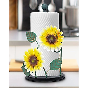 Metal Apple Blossom Paper Towel Holder Countertop, Kitchen Paper Towel Stand Holder for Kitchen Organization and Storage, One-Handed Operation Countertop Roll Dispenser for Standard and Large Rolls