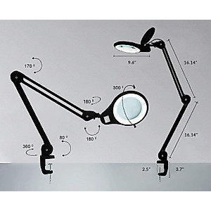 Neatfi (New Model) 1,200 Lumens Super LED Magnifying Lamp with Clamp, 8D, Dimmable, Includes Microfiber Cleaning Cloth, 5 Inch Diameter Lens for Reading, Sewing, Crafting (8 Diopter, Black)
