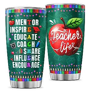 JENOIS For Steel Music Gift Women Stainless Teachers Cups Tumblers Appreciation Pack Coffee, Teacher Inspire, Tumbler 20 Oz With Lid And Straw, Teacher Gifts