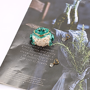 ELLDOO Mini Frog Trinket Box, Metal Enameled Decorative Box Ring Earrings Jewelry Organizer, Figurine Collectable Keepsake Home Decor
