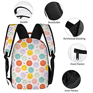 MINBHEBYUD Happy Smiley Face Prints Backpack, Lightweight Backpack Casual Daypack, Bookbag for Men Women