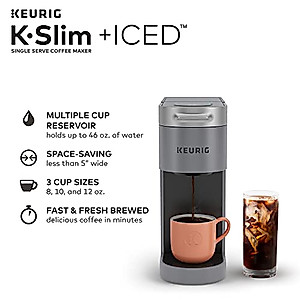 Keurig K-Slim + ICED Single Serve Coffee Maker, Brews 8 to 12oz. Cups, Gray