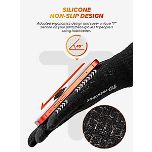 TRENDOUX Gloves Women Men, Winter Touch Screen Glove, Texting Running Driving - Anti-Slip Grip - Thermal Lining - Stretchy Material - Knitted Warm Glove Computer in Cold Weather Black - L