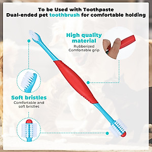 2 PCS Dog Teeth Cleaning Brush, 360 Degree Dog Tooth Brush, Dual Head DogToothbrush, Dog Cleaning Tooth Brushing Kit, Designed for Pet Dental Care, Keep Pet Teeth Cleaning for Small and Large Dogs