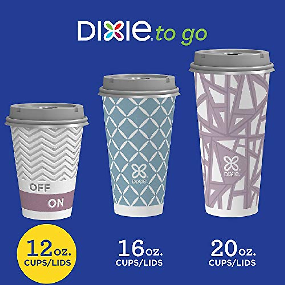 Dixie To Go Medium Paper Coffee Cups With Lids, 12 Oz, 14 Count, Disposable Cups For On-The-Go Hot Beverages